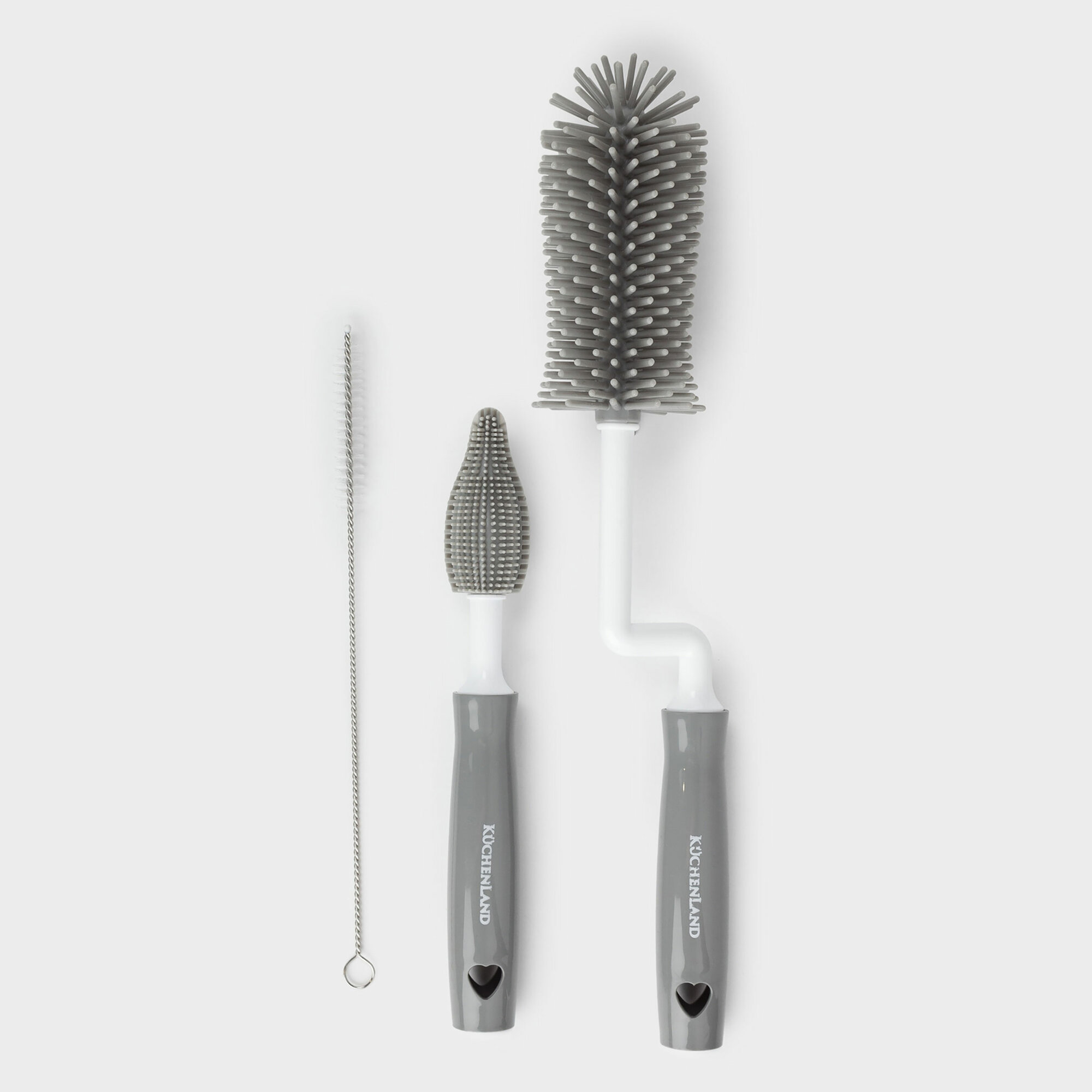 Набор ершиков для мытья бутылок, 30/19 см, 2 шт, пластик/силикон, серый, Clean