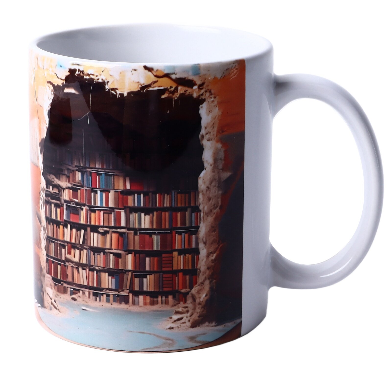 Кофейная кружка с 3D узором в виде книжной полки, чашка для чая, термостойкая керамическая кружка, многофункциональная чашка для дома, общежития, офиса, тип 6