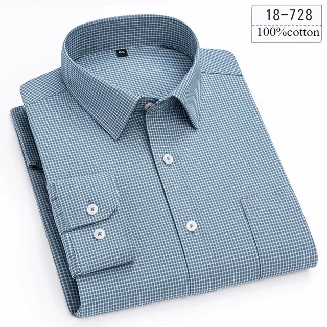 Высококачественная мужская рубашка с длинными рукавами из 100% хлопка, клетчатая повседневная рубашка, облегающая официальная рубашка, офисная одежда, мягкая рубашка с узором «гусиные лапки»