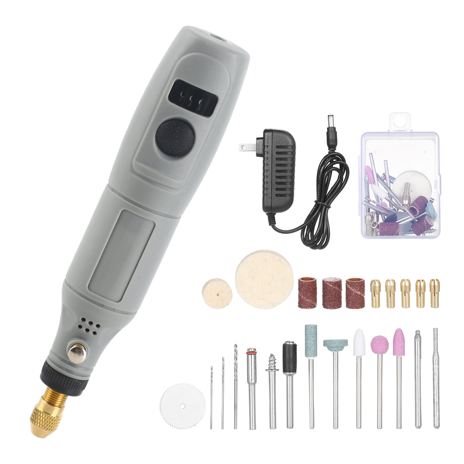 Портативный набор электроинструментов: мини-электрическая шлифовальная машина, высокоскоростной полировальный инструмент 18000 об/мин с множеством насадок для резьбы по дереву, изготовления ювелирных изделий и рукоделия.