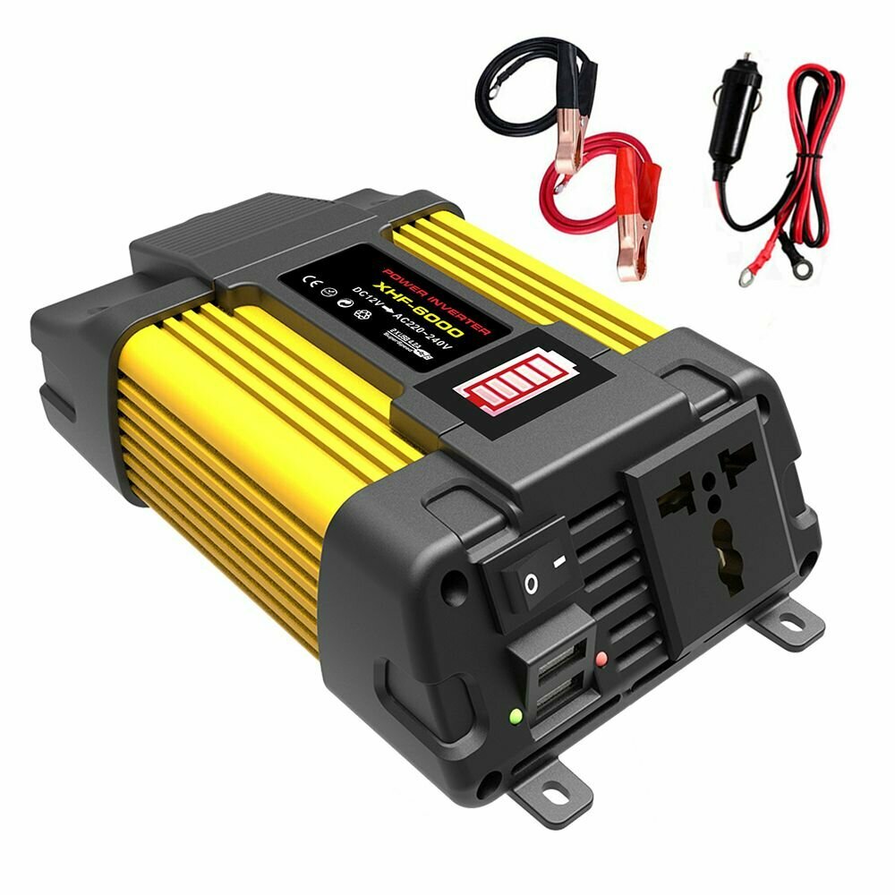 Автоинвертор 500 Вт, 12В 220В, модиф. синус, USB, цифровой дисплей, для техники