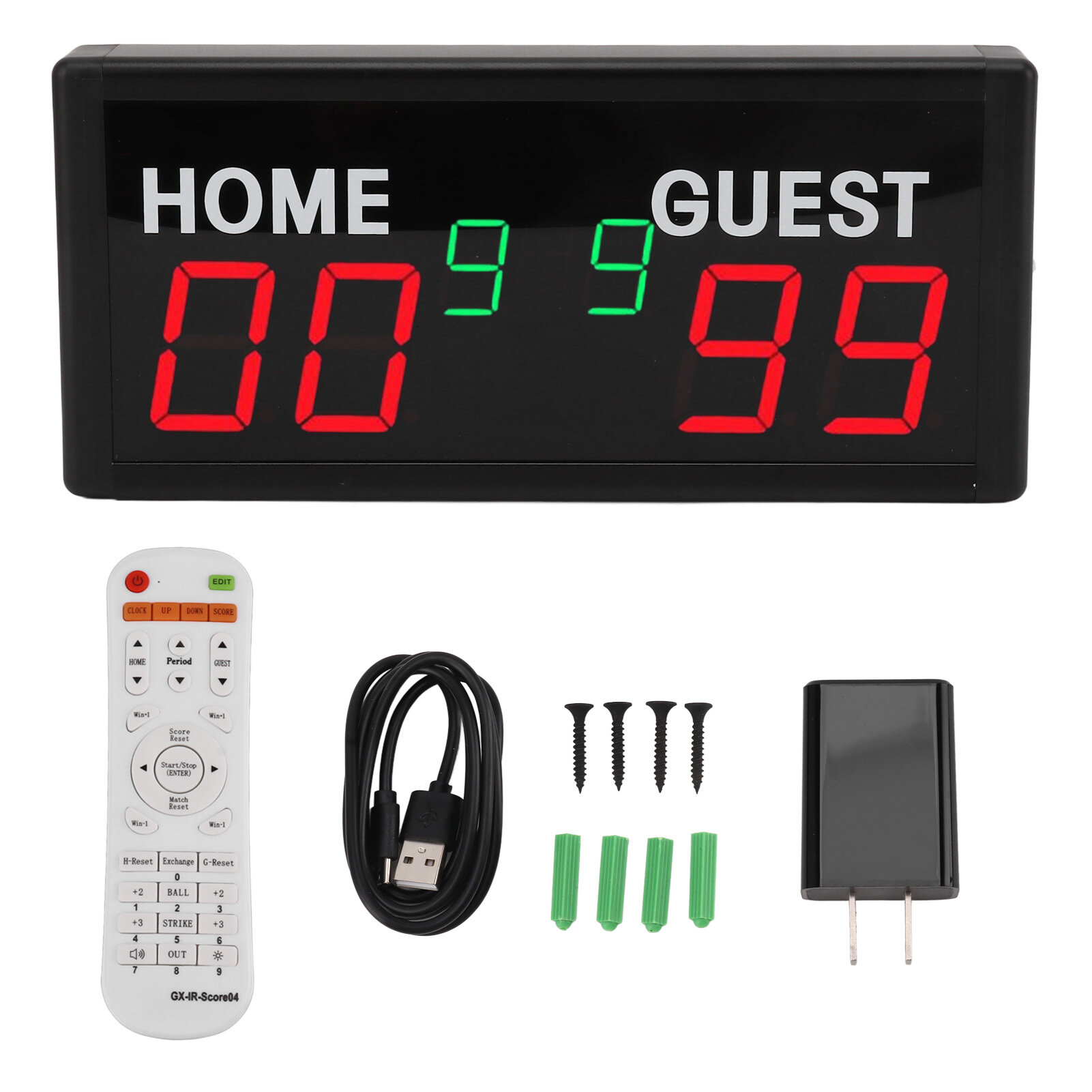 Портативное табло 1,8" для баскетбола и футбола с пультом ДУ (100-240В, US Plug)