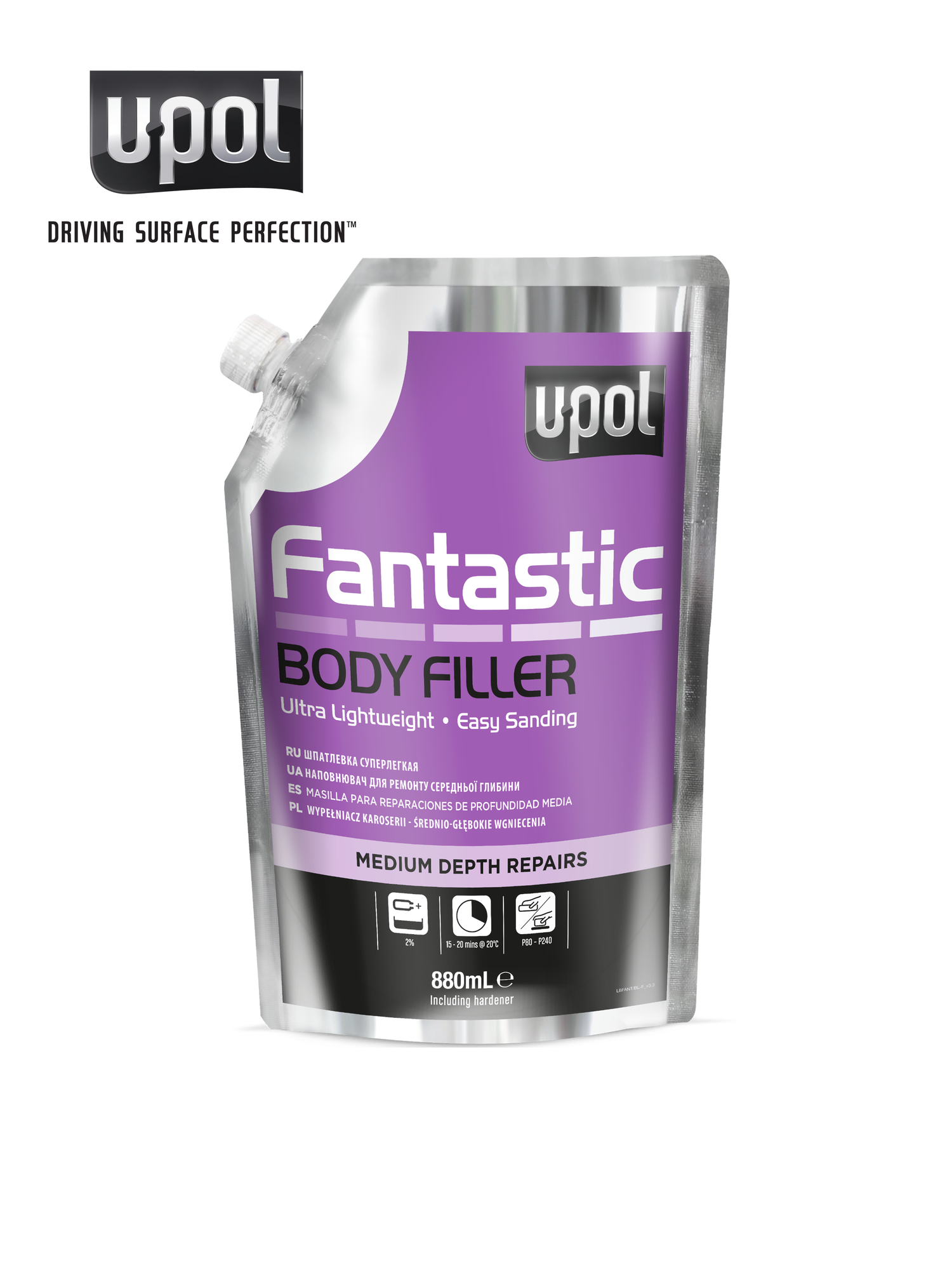 Шпатлевка суперлегкая U-POL FANTASTIC, 880 мл