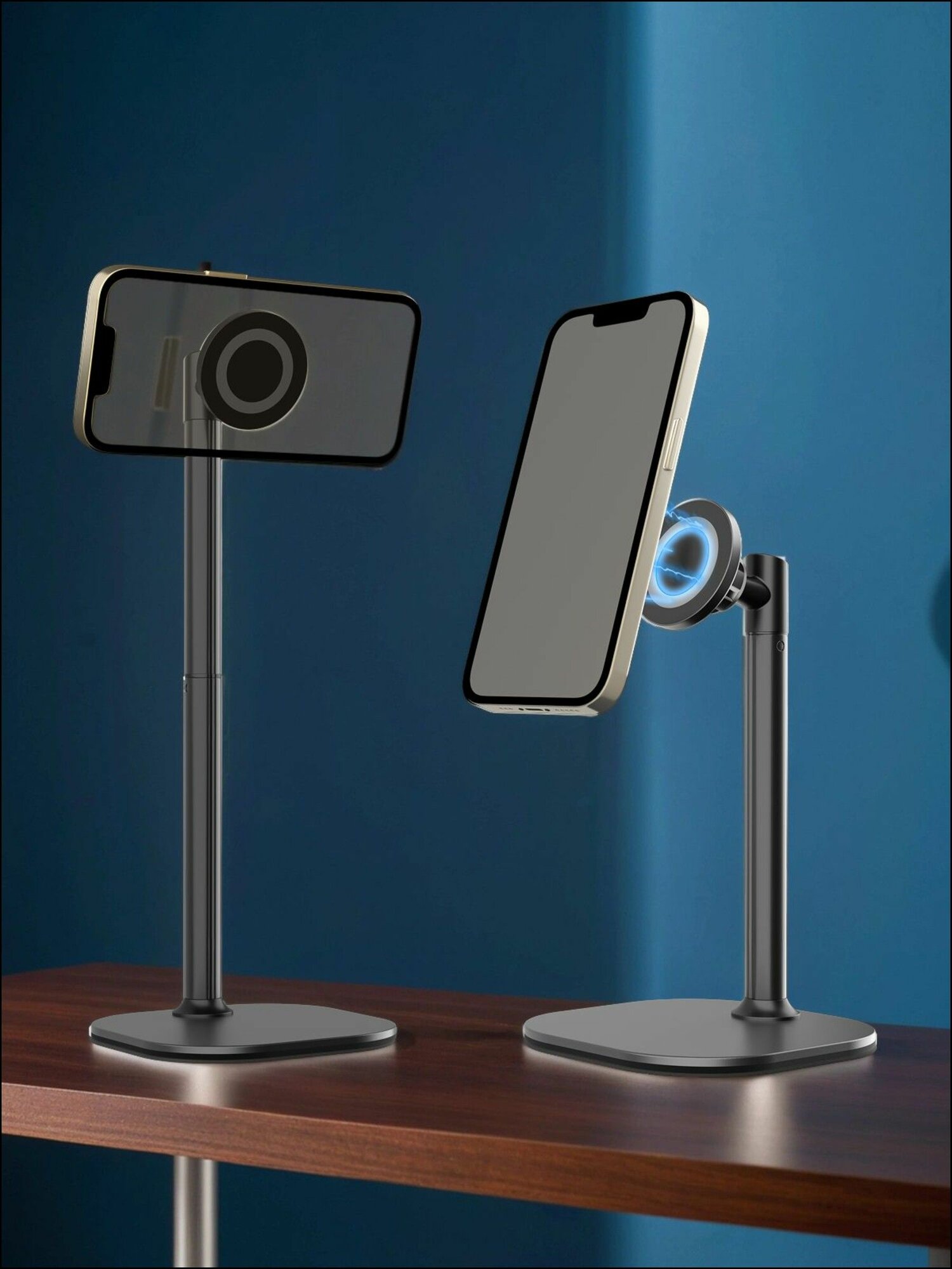 Держатель для телефона Cooper MagStand, магнитная подставка для Iphone c функцией MagSafe, с регулировкой по высоте от 24 до 36 см и изменением угла наклона, настольная; цвет черный
