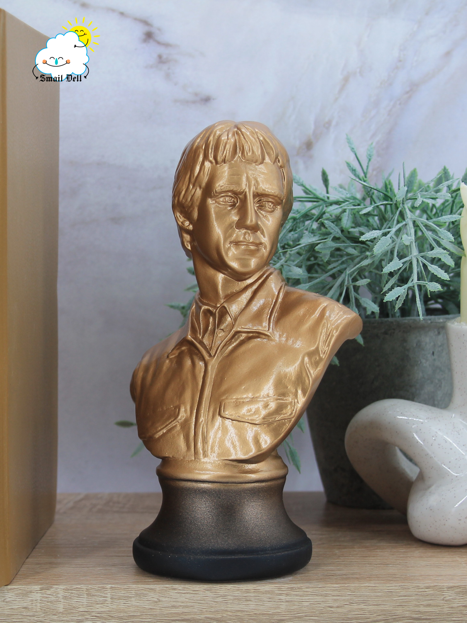 Интерьерная статуэтка бюст Владимир Высоцкий , 18 см , гипс , цвет темный бронзовый чёрный