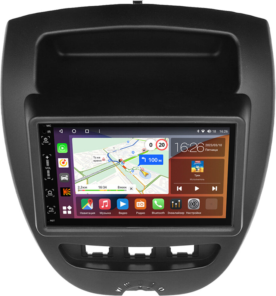 Магнитола в штатное место 2 din Peugeot 107 2005-2014 Canbox H-Line 5514-RP-11-167-211 на Android 10 (4G-SIM, 6/128, DSP, IPS)