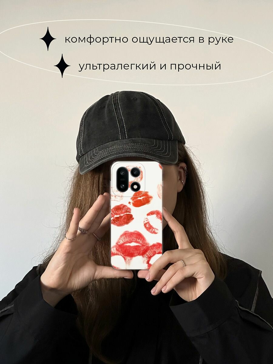 Силиконовый чехол на OnePlus 15 / Ван Плас 15 с принтом Следы помады — фото 1