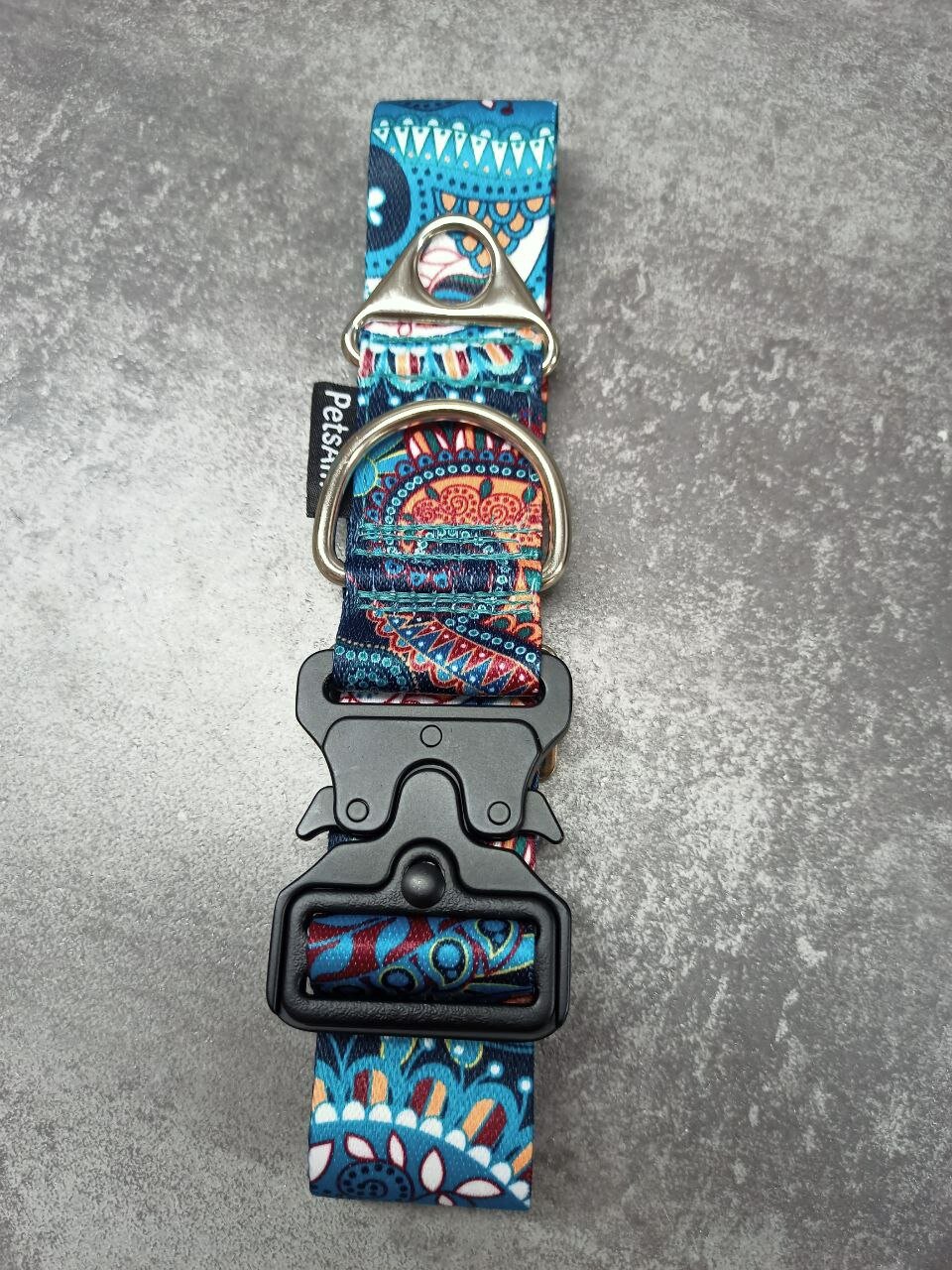 Ошейник для собак средних и крупных пород принт "Калейдоскоп" 4 см, фастекс типа "Кобра". 35-55 см .