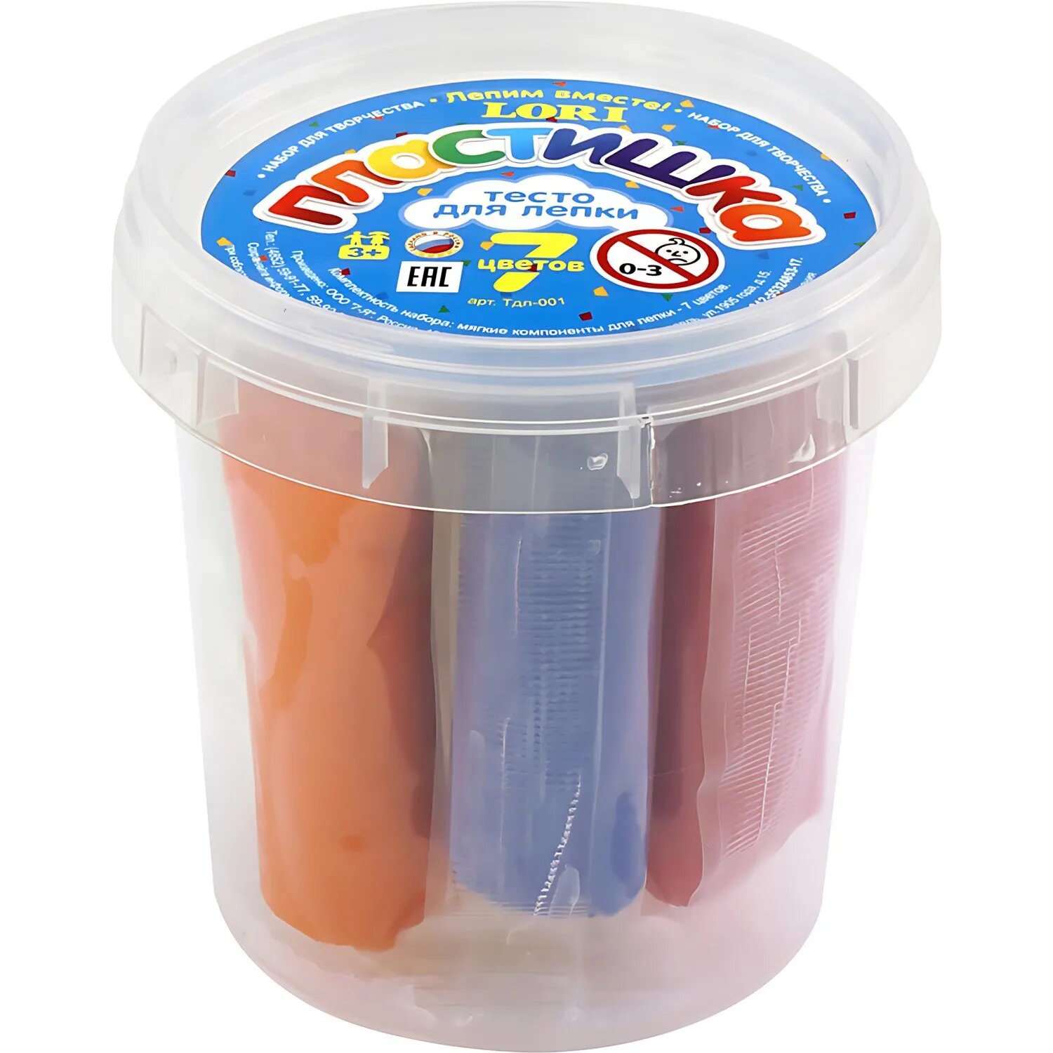 Набор для лепки, тесто Lori Пластишка, 7цв. по 12 гр, Тдл-001