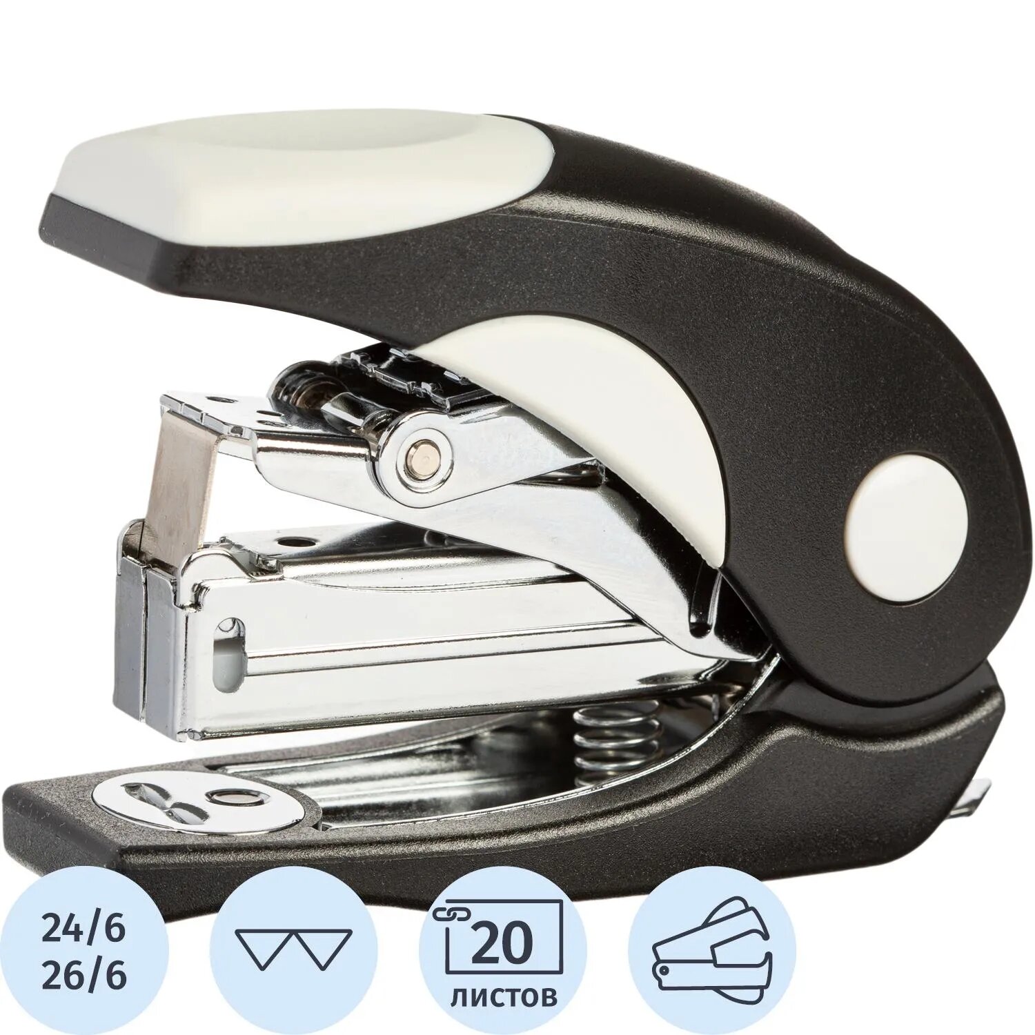 Степлер -мини комус 6116 Light-Force N24/6 до 20л, энергосберег, антист, черн