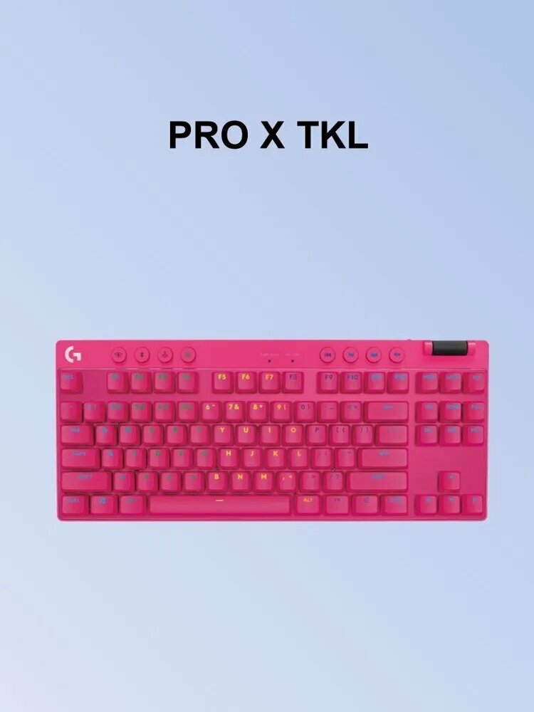Logitech Игровая клавиатура беспроводная G PRO X TKL LIGHTSPEED , (GX Brown), Английская раскладка, розовый