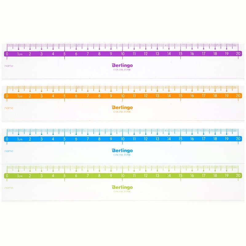 Комплект 96 шт, Линейка 20см Berlingo "Color", пластиковая, прозрачная
