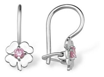 Серьги, серебро, 925 проба, родирование, фианит