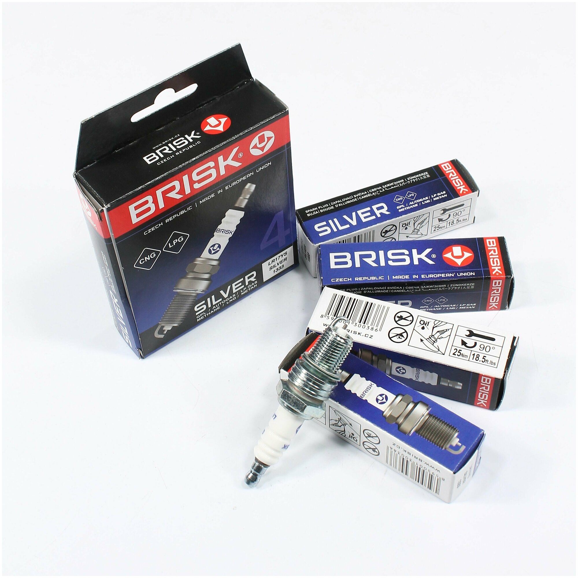 Свечи зажигания дв.406, 405, 409 (под ГБО), 4 шт, Brisk "SILVER" (0.7) LR17YS под 21 свечной ключ
