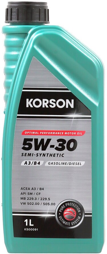 Масло моторное полусинтетическое 5W-30, Korson KS00091, 1 л