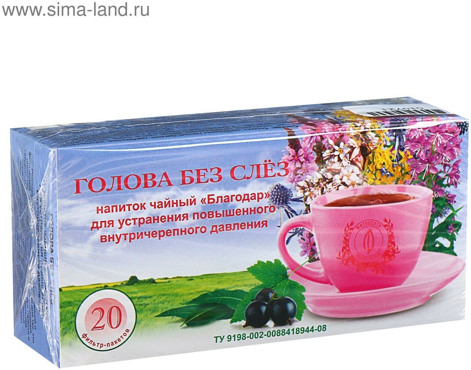 Пищевая добавка «Благодар. Голова без слёз», устранение повышенного внутричерепного давления, 20 фильтр-пакетов