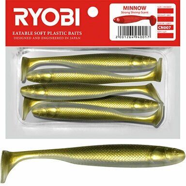 Мягкая силиконовая приманка риппер Ryobi MINNOW (93mm), CN007 (spring lamprey), ( упк. 5 шт.)