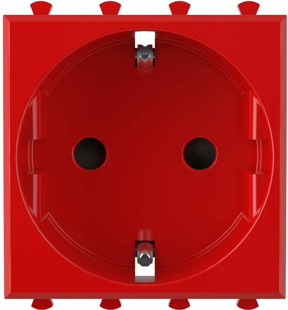Розетка DKC 1-местная, 2 модуля Avanti "Красный квадрат" 16А IP20 2P+E, защитные, монтажа в системы