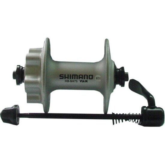 Втулка передняя Shimano M475, 32 отверстия, 6-болт, QR, сереб.