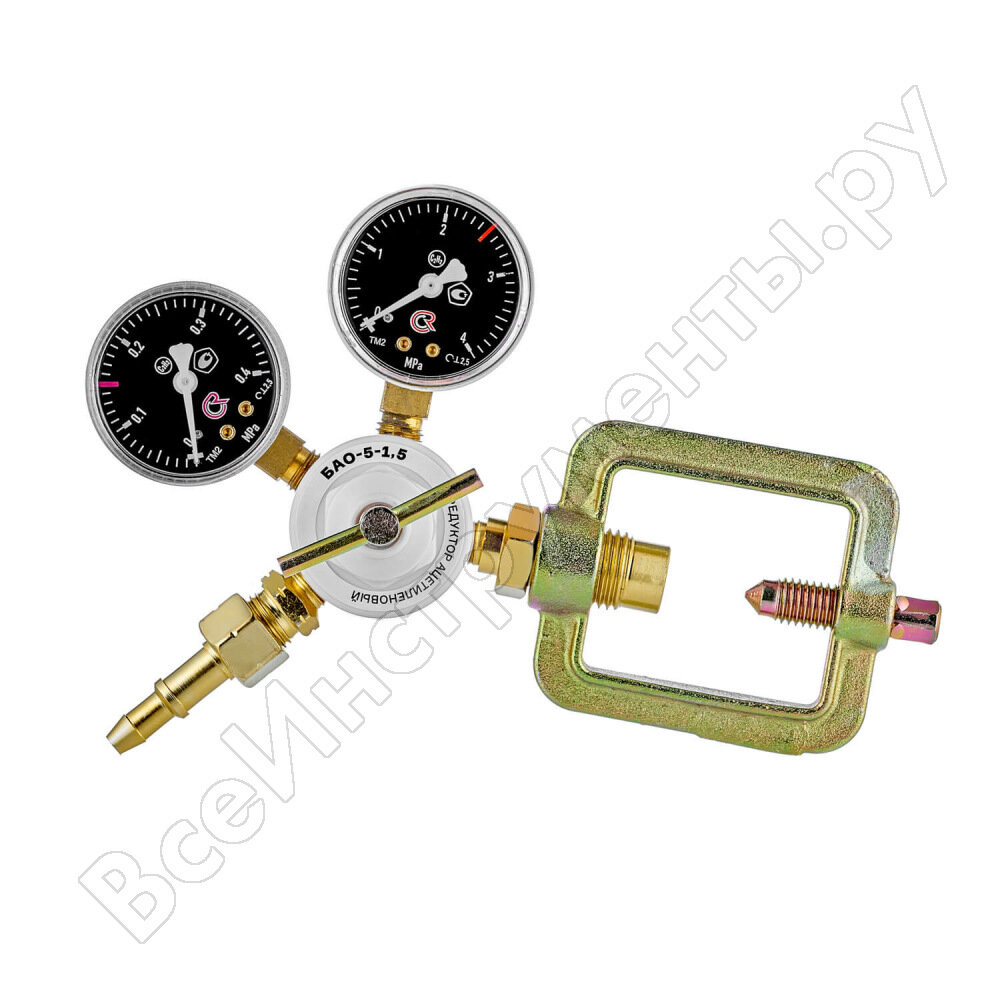 Редуктор ацетиленовый БАО-5-1,5 ПТК 00000033558, для понижения давления газа, пластиковый, универсальный, 9 мм