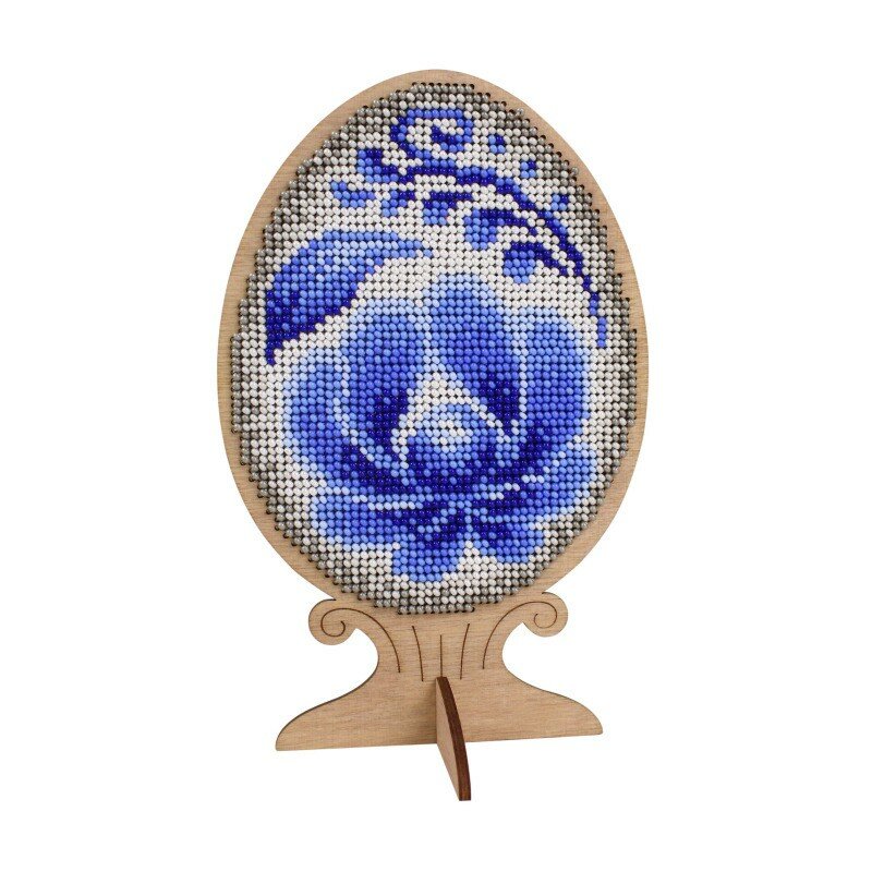 Набор для вышивания Щепка #О-112 Бисерное яйцо "Роспись гжель", Вышивка бисером, 11 х 8 х 17 см