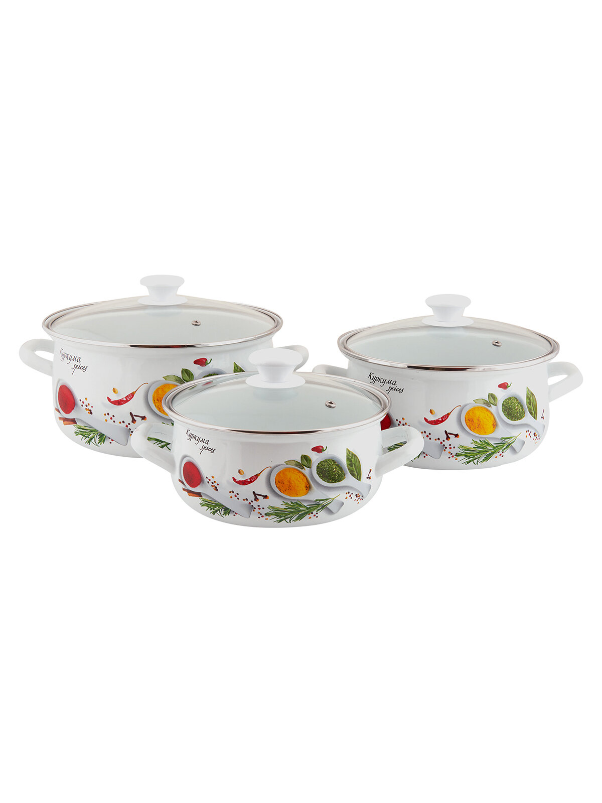 Набор эмалированных кастрюль Римские каникулы, 3 шт