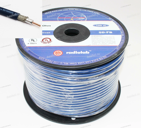 Кабель 50 Ом RadioLab 5D-FB MIL-C-17D (медь, бухта, 100 м.)