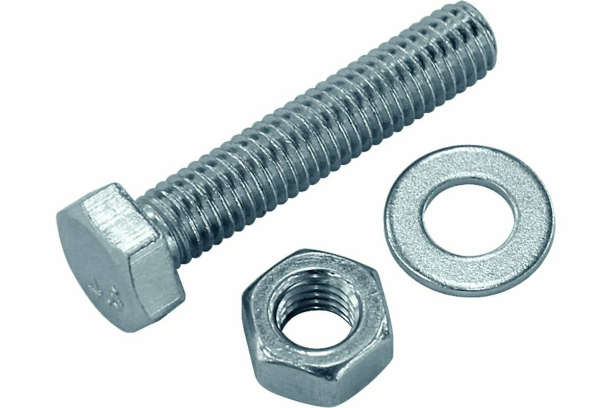 Tech-Krep Болт DIN933 шестигранной головкой M8x30 оцинкованный, гайка и 4 шайбы 4шт
