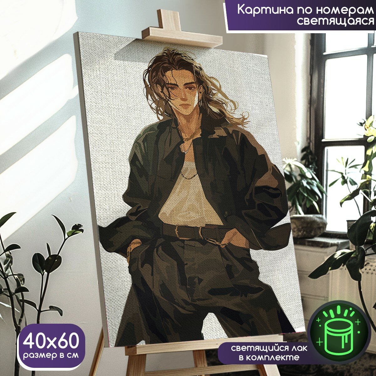 Картина по номерам светящаяся: 60Х40 аниме токийские мстители Кэйсукэ Бадзи (Баджи) - 1649 В