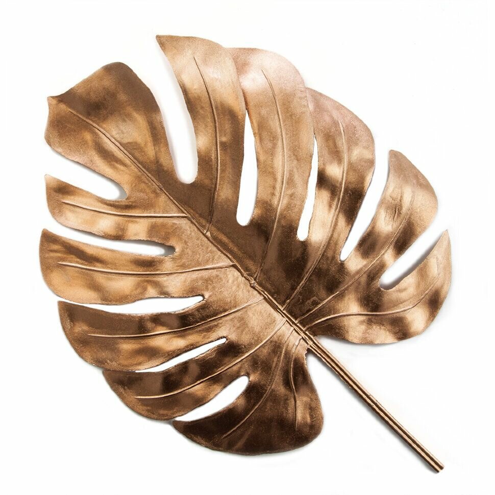 Лист Монстера, искусственный, 26*60 см, Бронза, Металлик, 1 шт.