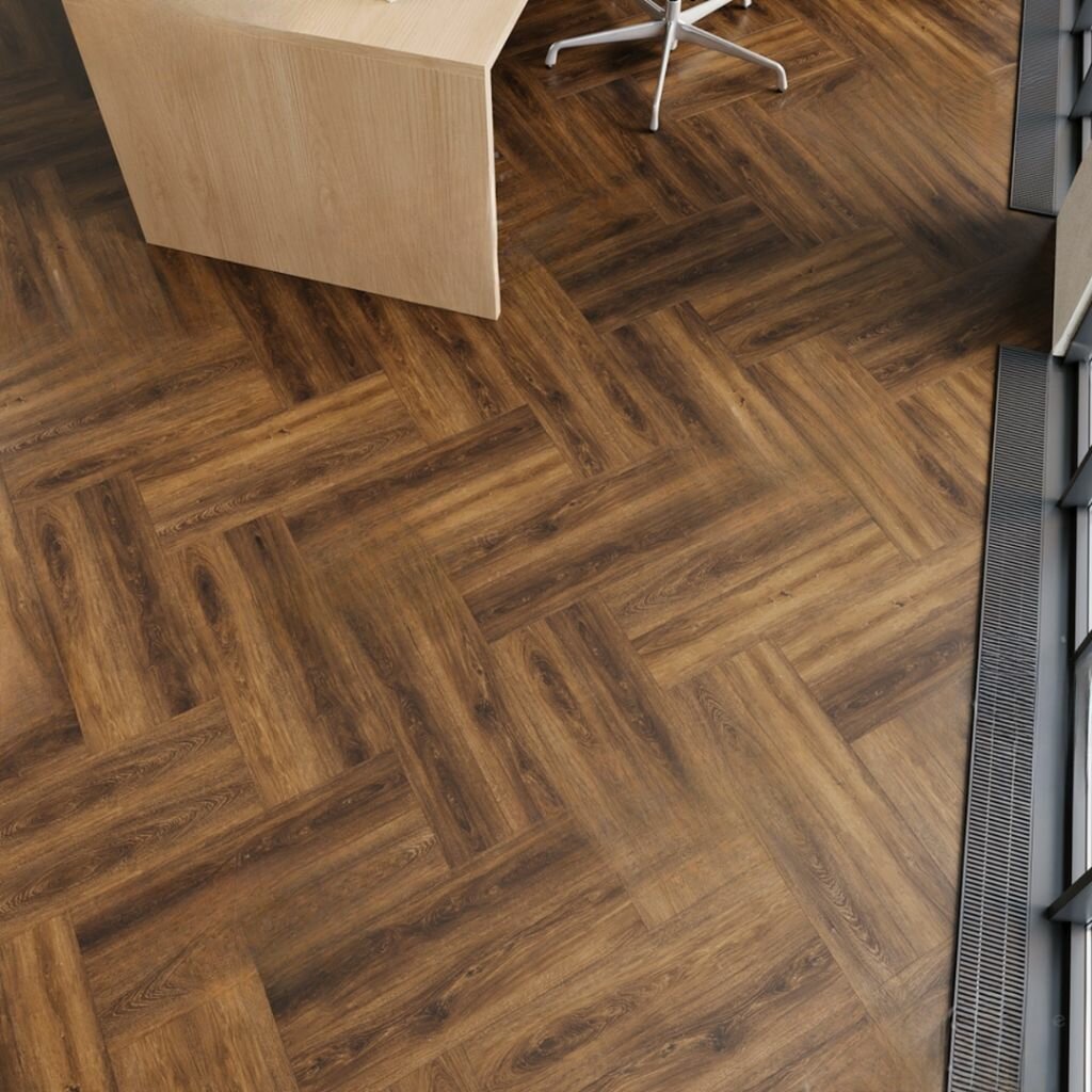 Каменно-полимерная плитка (SPC) Natisston UNIQUE ёлка 5004-09 Kronblad (600х125х4), 1,95 м2