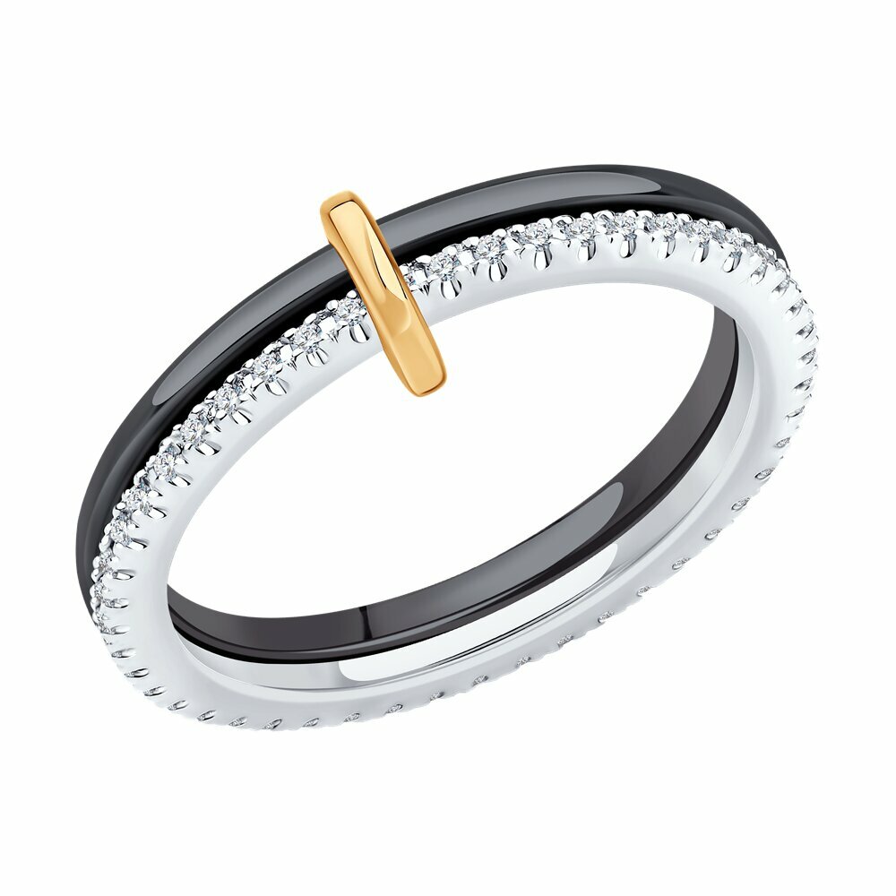 Кольцо, комбинированное золото, 585 проба