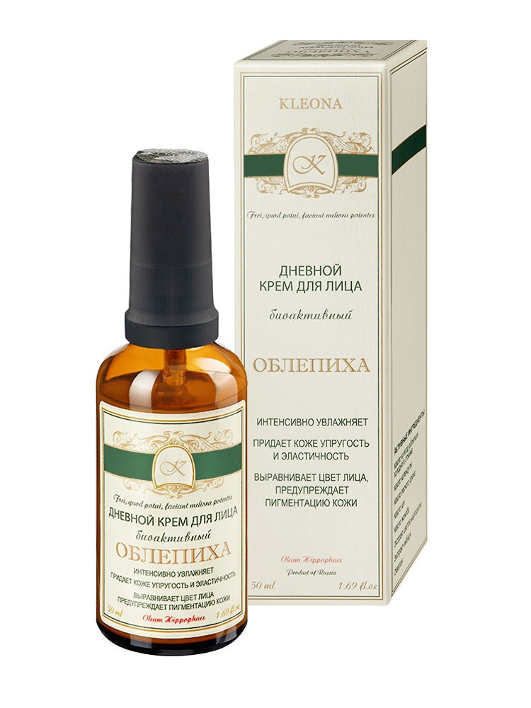 Дневной биоактивный крем для лица "Облепиха" против морщин, Kleona