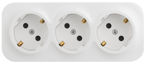 Розетка силовая штепсельная Legrand / Легранд Quteo 3x2К+З 16A 250В IP20, белый блок с предварительным подключением и защитными шторками, 782238 / электрооборудование