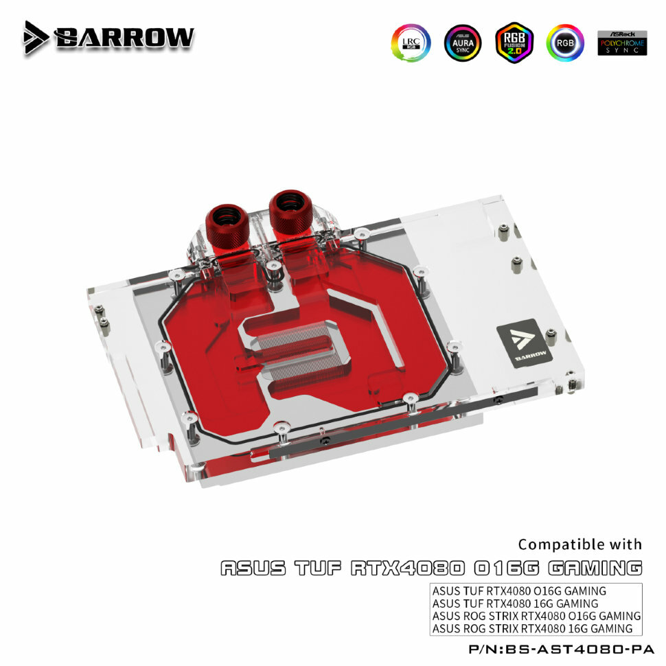 Водоблок Barrow LRC2.0 full coverage GPU Water Block for ASUS TUF 4080 Aurora