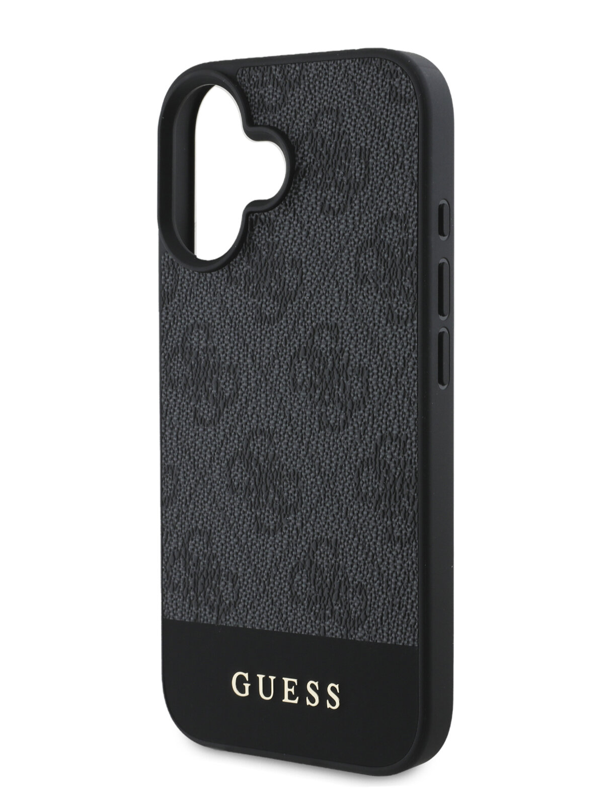 Guess для iPhone 16 чехол PU 4G Bottom stripe Metal logo Hard Grey