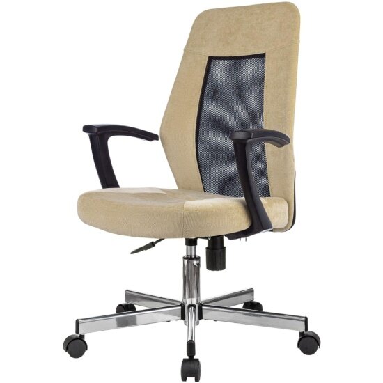 Кресло офисное Easy Chair VB_EChair 225 DSL беж/черн Light-21 сетка/ткань хром