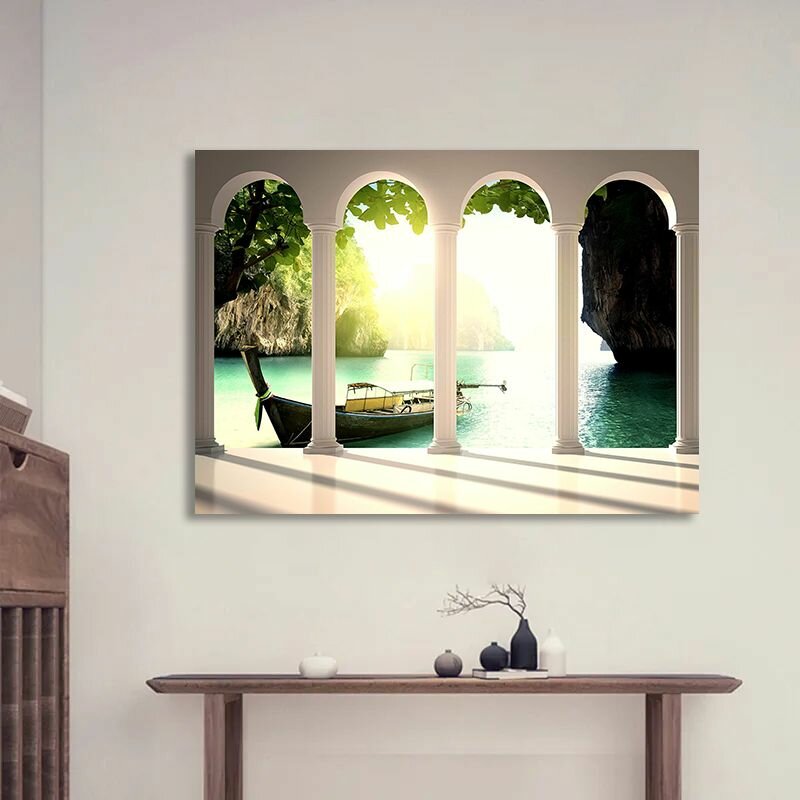 Картина окно с видом, картина в греческом стиле, 20х30 см.