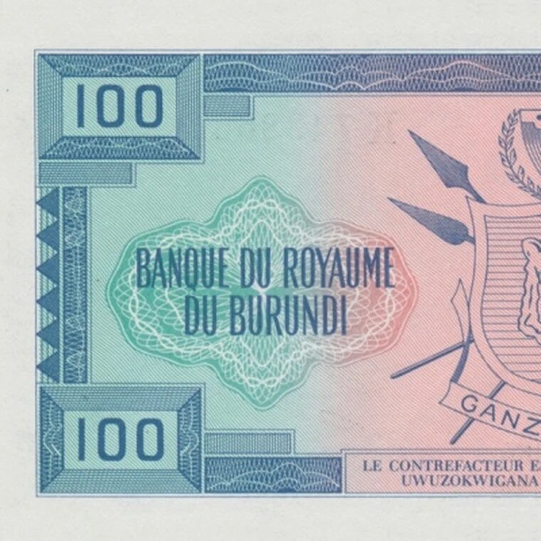 100 франков 1965 года Республика Бурунди, сувенирная копия, банкноты и купюры редкие коллекционные