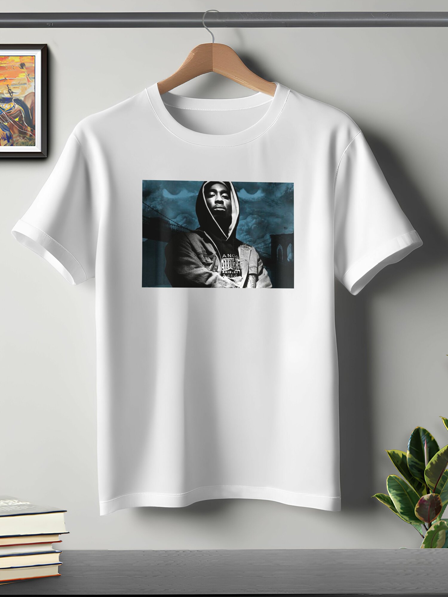 Футболка ONEQ унисекс 52-54 (XXL) размер с принтом Tupac, белая