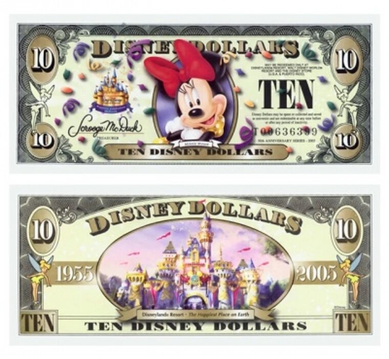 Дисней 10 долларов 2005 Disneyland, сувенирная копия, банкноты и купюры редкие коллекционные