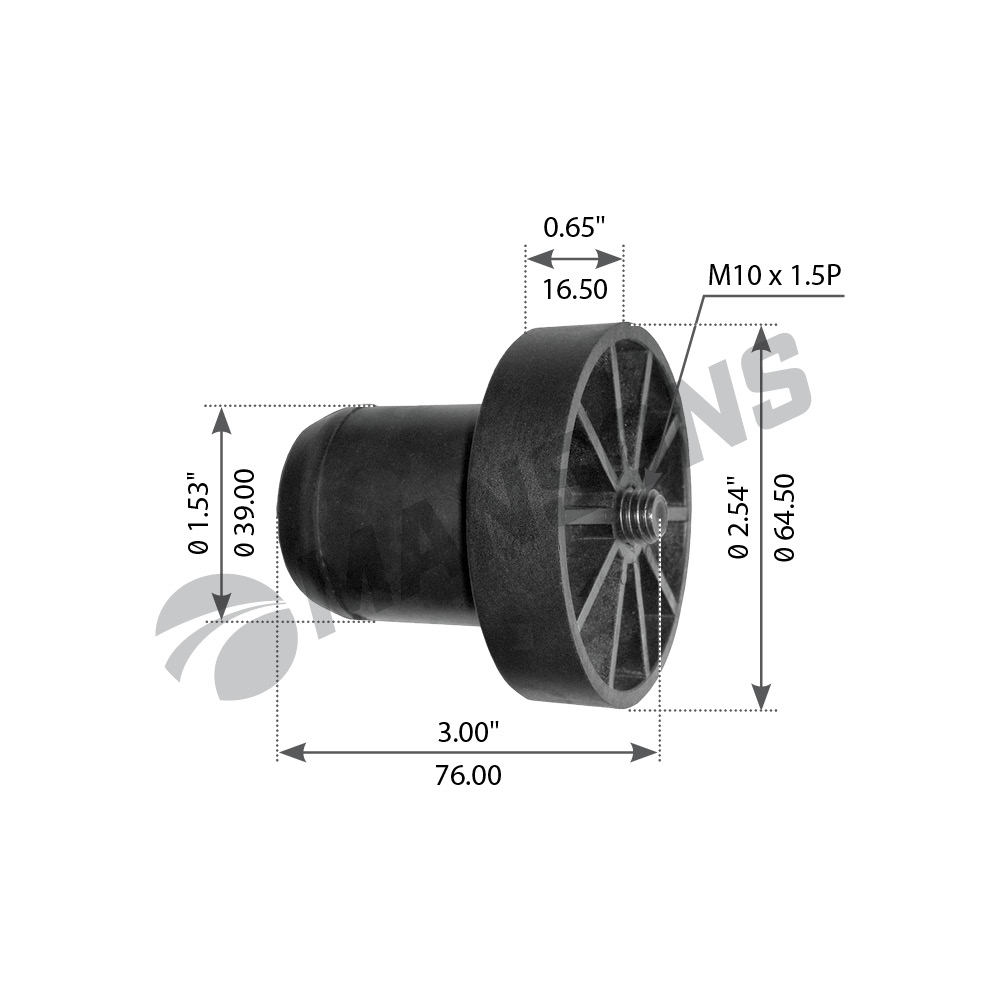 MANSONS 900.042 отбойник кабины (рм) 39x65x76 \Volvo (Вольво) fm7 / fm9 / fm10 / fm12 / fh12 / fh16
