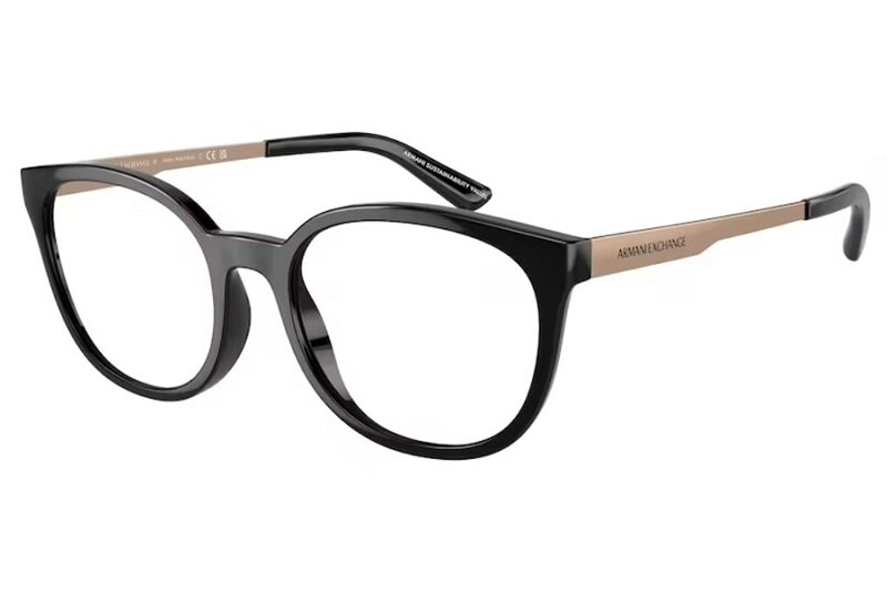 Оправа Armani Exchange AX 3104F 8158, овальная, пластик, салфетка и футляр, чёрная