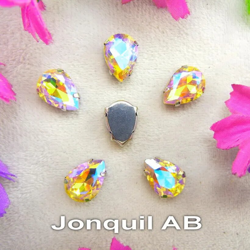 Стеклянные кристаллы SNCRYSTAL для декора 20x30mm 10pcs, A30 Jonquil AB