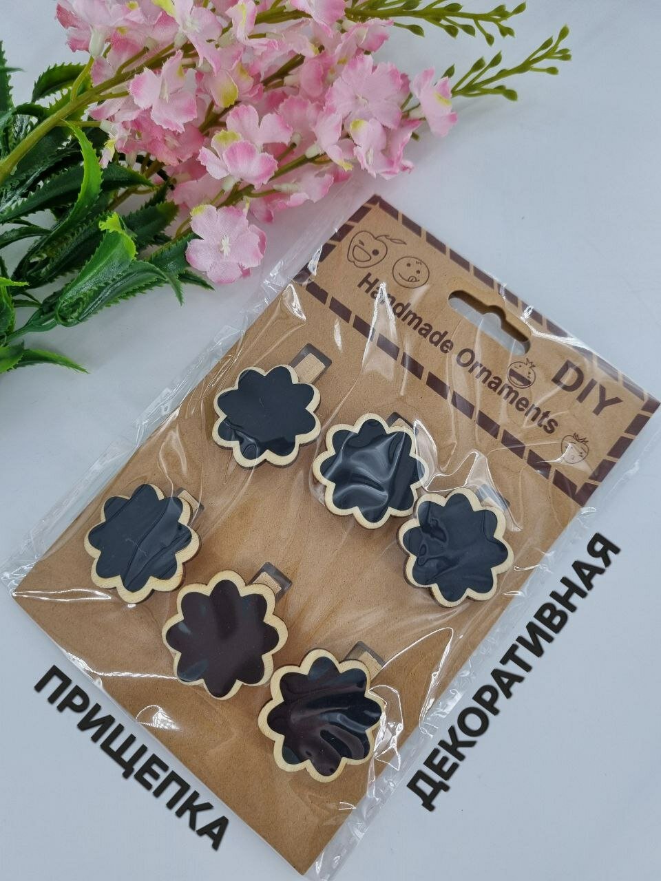 Прищепка декоративная с меловой доской Цветок