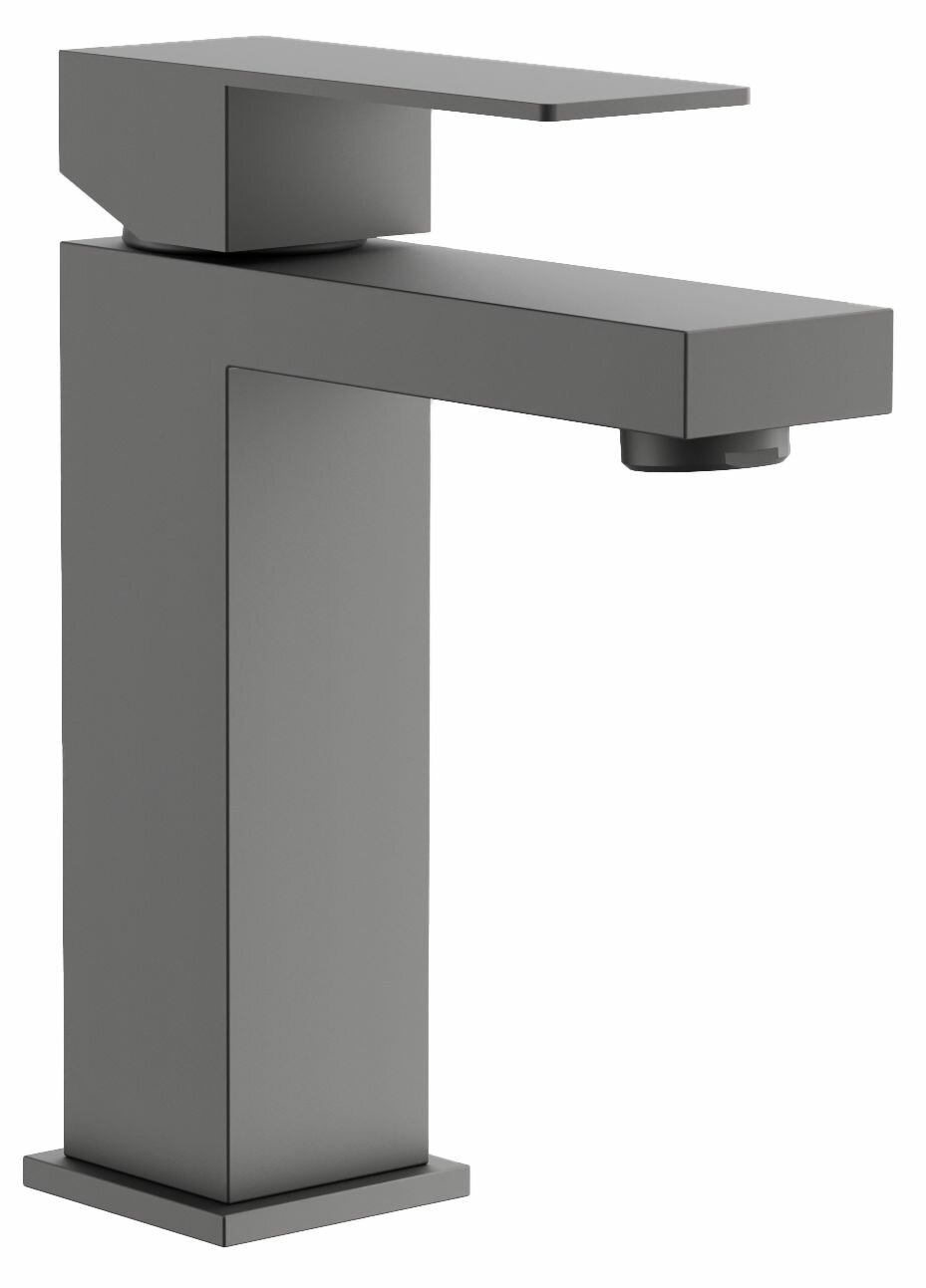 Смеситель монолитный для раковины серый нержавеющая сталь, кран для умывальника BELZ B10817-3