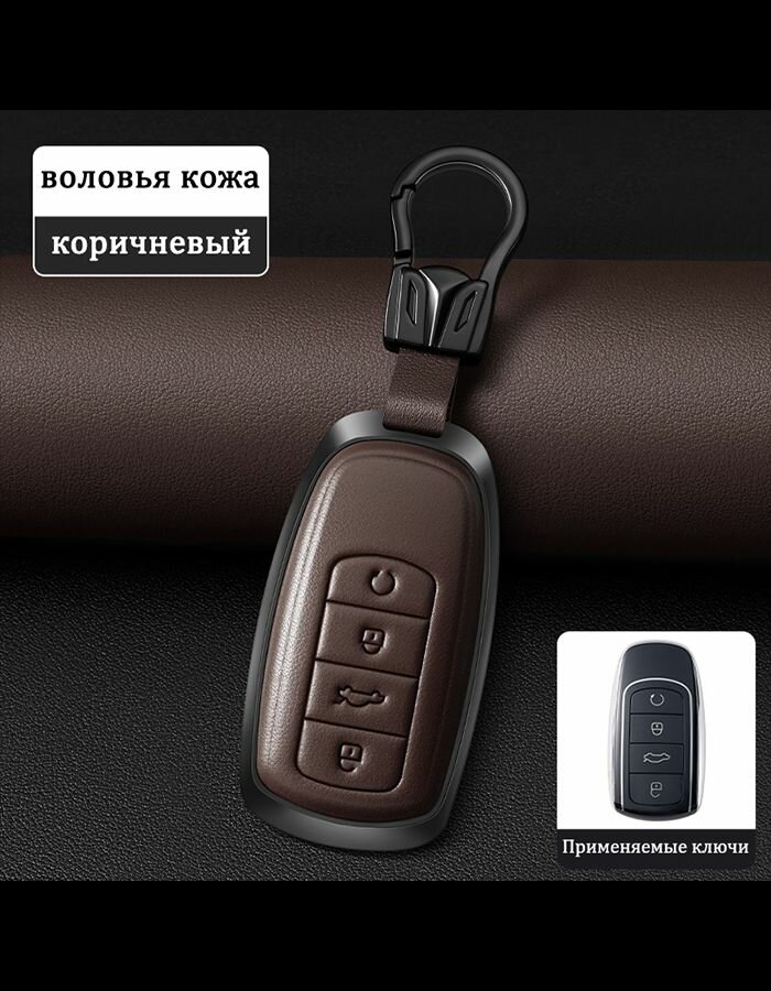 Чехол для ключа Chery Tiggo 7 Pro Max, 8 pro, 8 pro max, Arrizo 8, Omoda С5, Exeed RX, Jaecoo J7 Кожаная