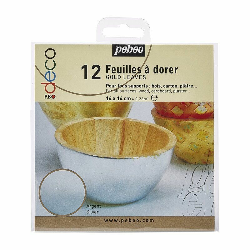 PEBEO Deco набор листовой потали 14 x 14 см 12 штук 1.5 гр, Под серебро 094209