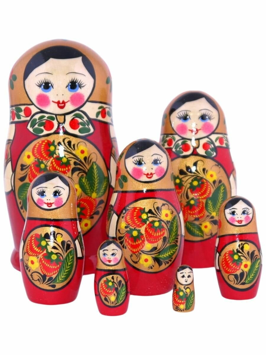 Матрешка хохломская 7 предметов-1, Хохлома, ручная авторская работа