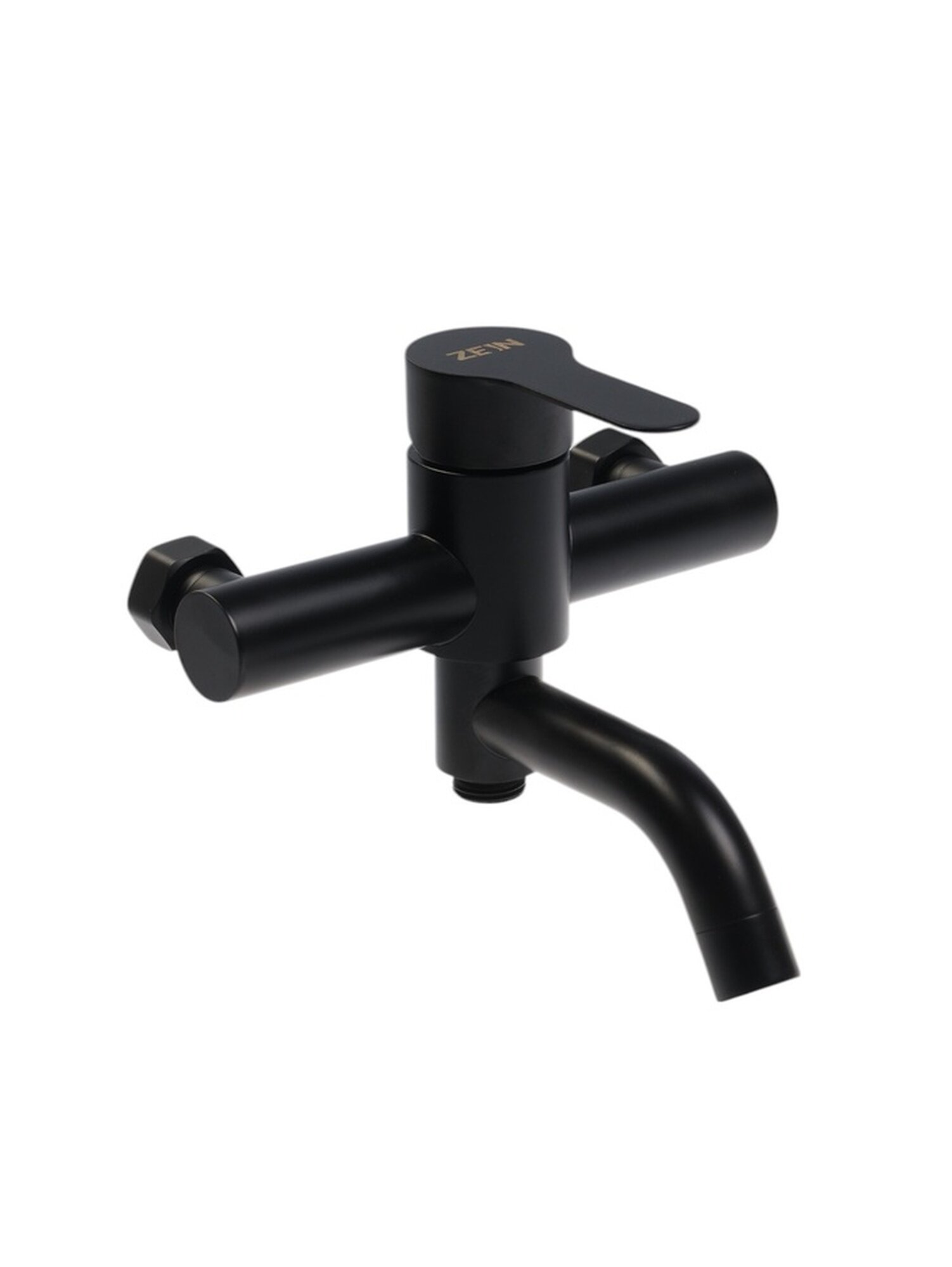 Смеситель для ванны ZEIN Z3491, изогнутый излив, душевой набор, нержавеющая сталь, черный